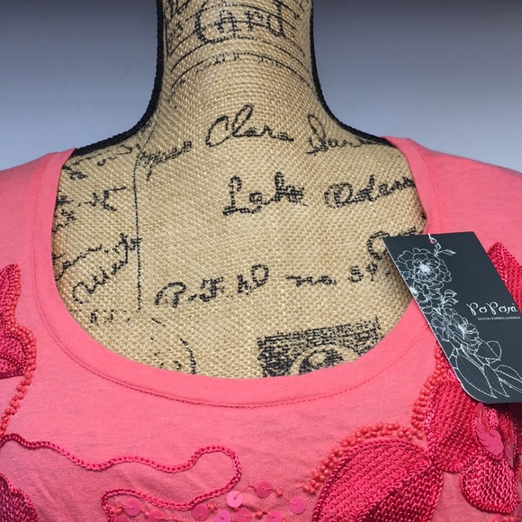 Po Pori | Tops | Po Pori Hand Embellisher Womens Top Size Large | Poshmark